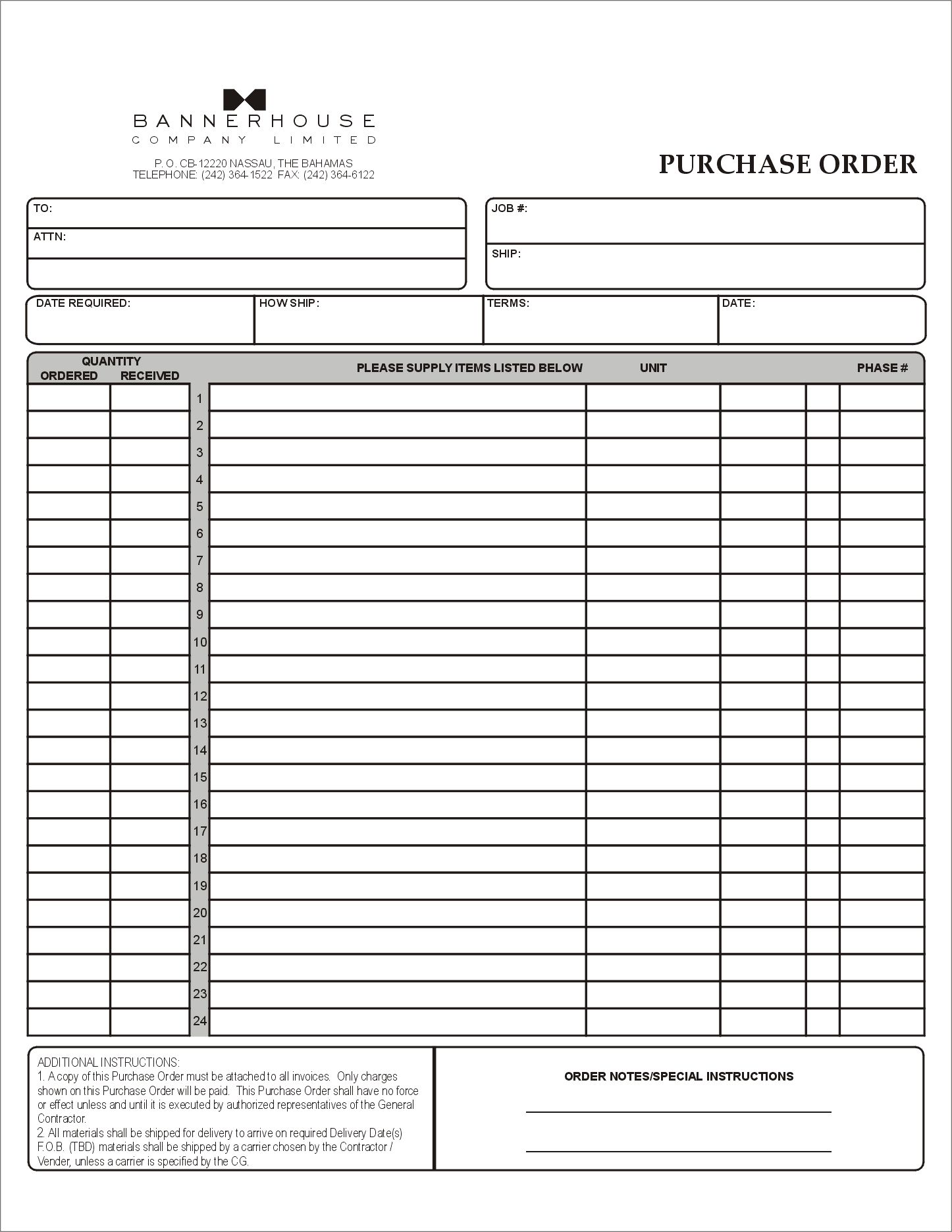 Executive Printers Of The Bahamas Order Forms